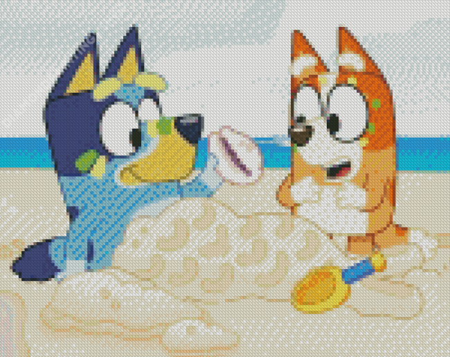 Bluey Beach Illustration - 5D Diamond Paintings - DiamondPaintings.SHOP