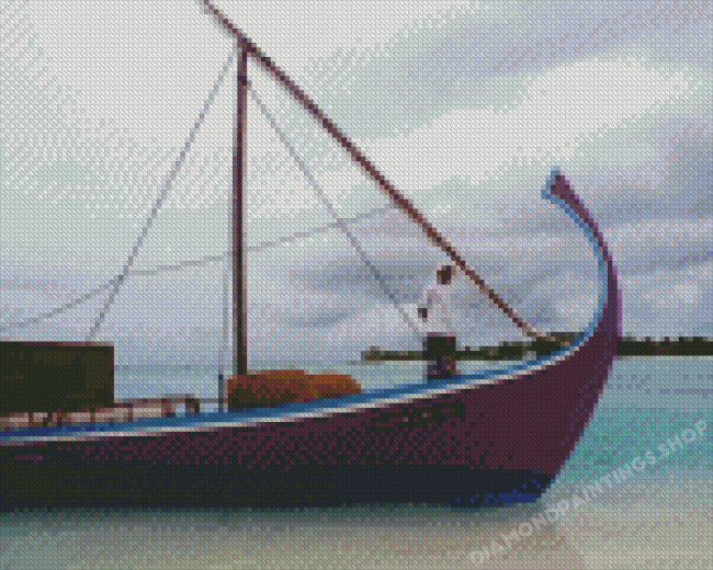 Dhoni Maldivian Wooden Boat Diamond Painting - DiamondPaintings.SHOP